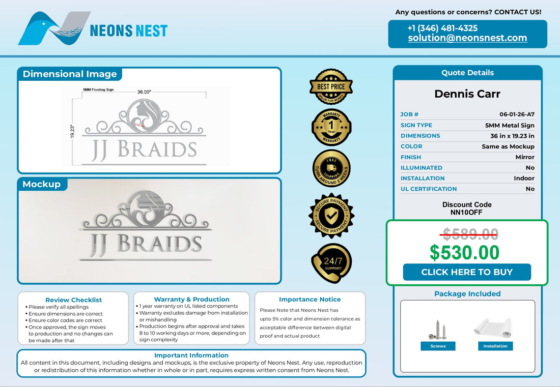 JJ Braids-5mm Floating Letters Sign – Neonsnest.com